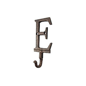 Handcrafted Nautical Decor Rustic Copper Cast Iron Letter E Alphabet Wall Hook 6"