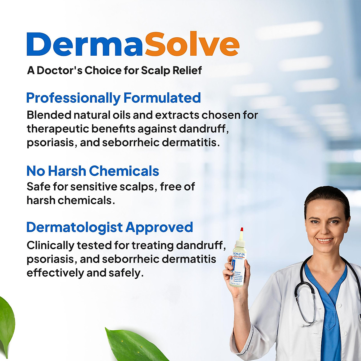 Dermasolve Psoriasis & Dandruff Oil, Dermatologist Approved for Flaky Scalp Relief
