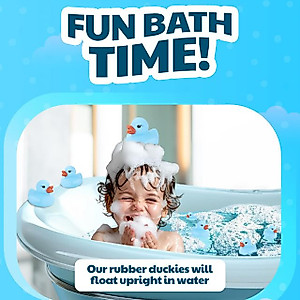 36 Pieces Classic Rubber Duck Bath Toys - No Holes BPA Free Floating Duckies for Boys Baby Shower, Party Favors, Kids Gifts (Blue)