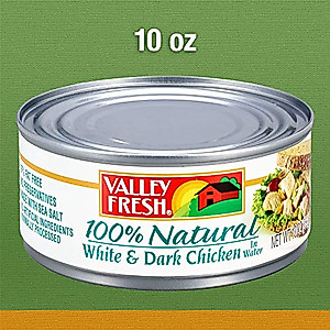 VALLEY FRESH, Chuck Chicken in Water, White & Dark, 10 Ounce (Pack of 12)