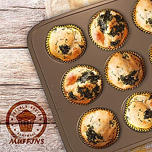 NutriChef Non-stick Carbon Steel Muffin Pans - Pair of Cupcake Cookie Sheet Pan Style for Baking, Professional Kitchen Muffin Bake Pans, 2 pc. Muffin Pans w/ 12 Cups Cupcake Baking Tray -