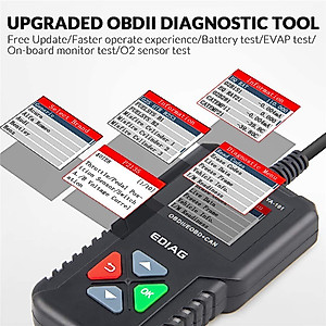 KINGBOLEN OBD2 Scanner,Code Reader Automotive Engine Light Check Scan Tool Checks O2 Sensor and EVAP Systems with Full OBD2 Functions,Supports Mode6 with DTC Lookup, All 10 Modes of obd2. Black