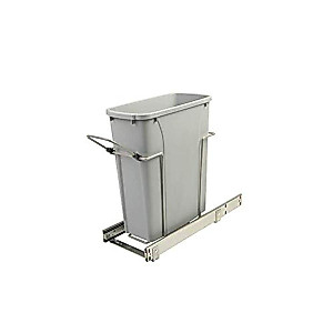8.375 in. x 20.125 in. x 17.313 in. 20 Qt. In-Cabinet Single Soft-Close Bottom-Mount Pull-Out Trash Can - Platinum