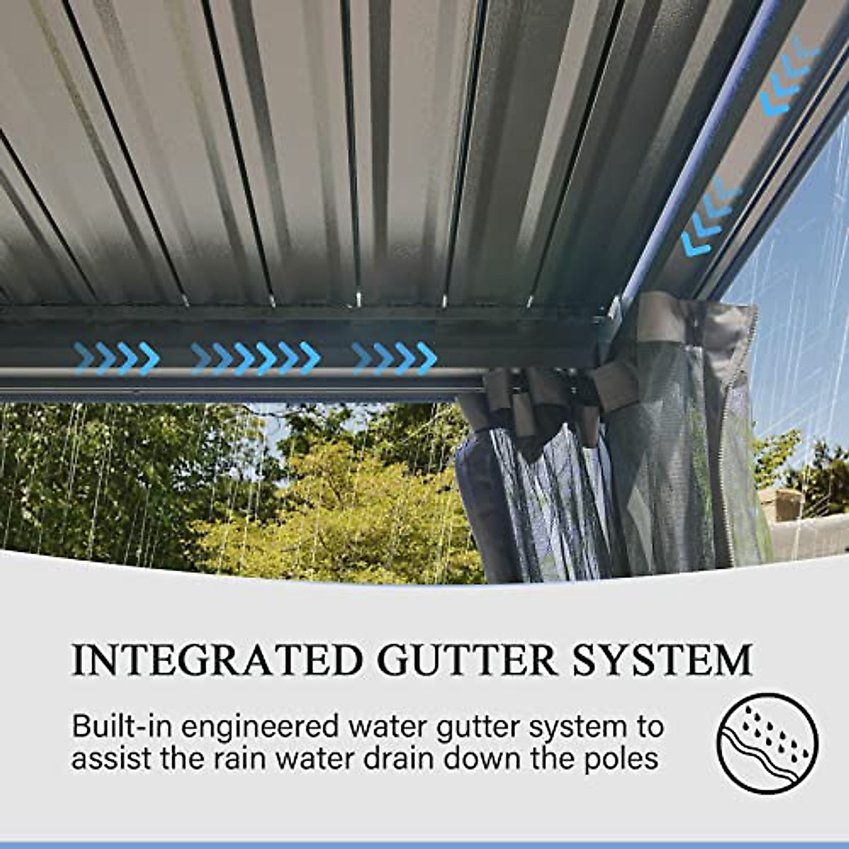 Domi Outdoor Living 10’ x 13’ Louvered Pergola with Adjustable Rainproof Roof, Outdoor Aluminum Frame Hardtop Gazebo for Backyard, Garden and Lawn w/Netting (Dark Gray)