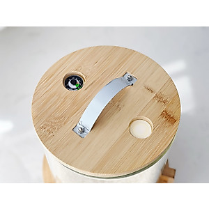 GIVEROO Rice Dispenser, Rice Storage Container：Flour and Cereal Container with Airtight Lid and Wooden Stand, Glass Food Storge Container for Kitchen Organization and Pantry Store (5L)