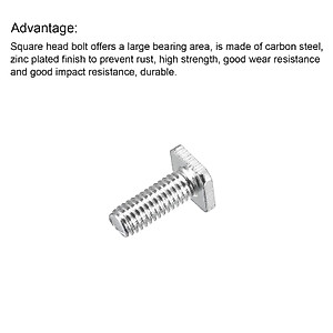 uxcell Square Head Bolt, 20pcs M6x16mm Fully Thread Carbon Steel Grade 4.8 Square Machine Screws