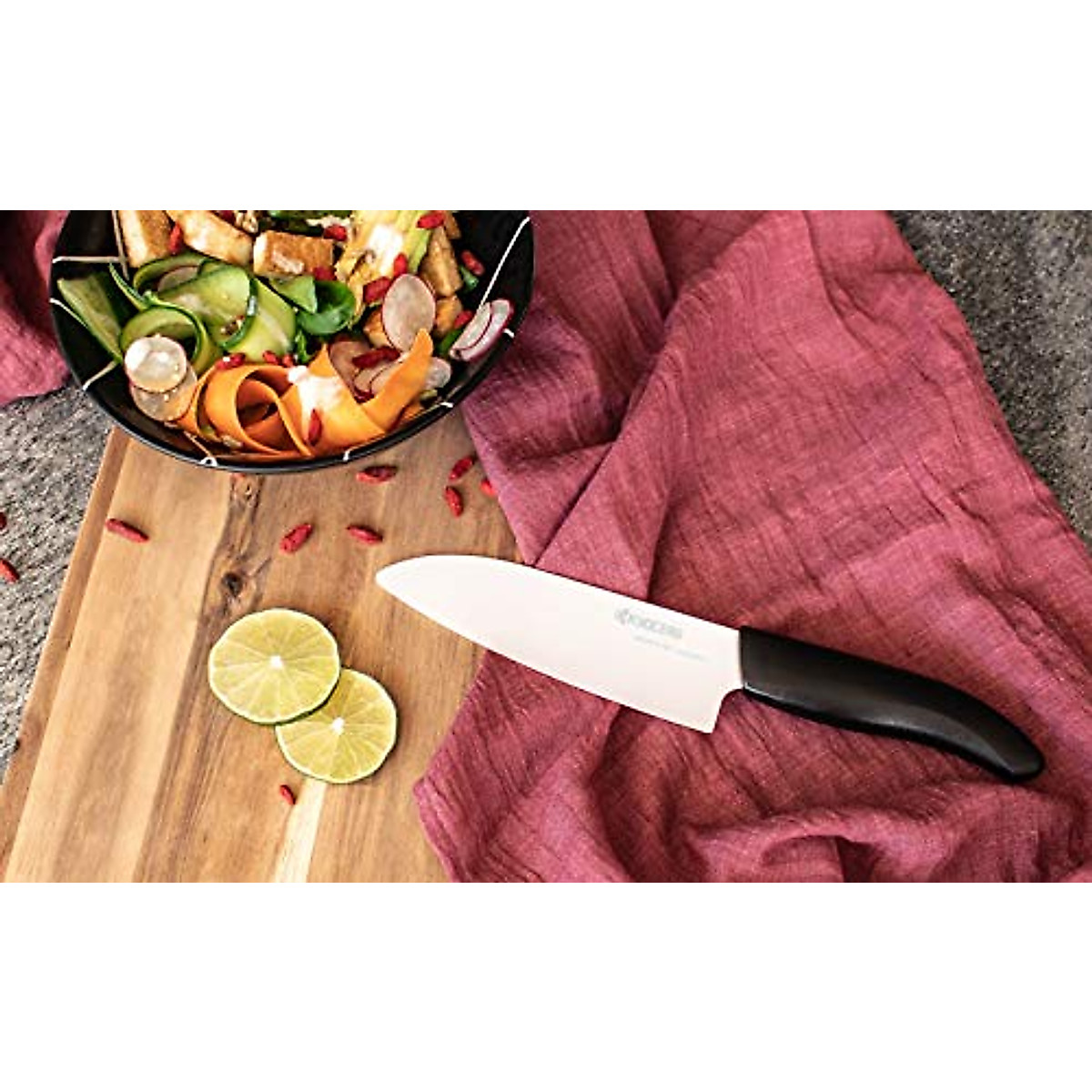 Kyocera Ceramic 5.5" Santoku Knife w/ Sugarcane Sourced Material Handle B08G1L13F1, White