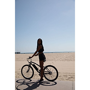 Hurley Electric Bikes Kickflip Beach Cruiser Single Speed E-Bike (Navy, Medium / 16 Fits 5'4"-6'1")