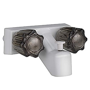 RecPro 4" RV Tub and Shower Diverter Faucet White/Smoke with Handheld Shower Head & Hose