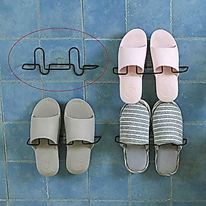 LOadSEcr Shoe Rack Organizer, Iron Adhesive Wall Mount Slippers Storage Shelf Shoes Rack Hanging Organizer for Bedroom, Dorm Room Black