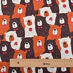 Hanjunzhao Zoo Animals Fat Quarters Fabric Bundles, Bear Fish Print Precut Sewing Quilting Fabric,18" x 22"(Multi)