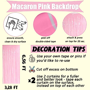 4 Pack Pink Fringe Curtain Backdrop, 3.2Ft x 6.6Ft Metallic Tinsel Foil Fringe Streamers Curtains Background for Photo Booth Birthday Wedding Baby Shower Party Thanksgiving Christmas Decorations