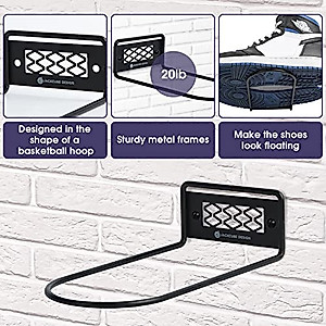 J JACKCUBE DESIGN Black Metal Floating Shoe Display Shelves for Wall Mount, Set of 6 Sneaker Showcase Organizer Rack Display -MK1068A