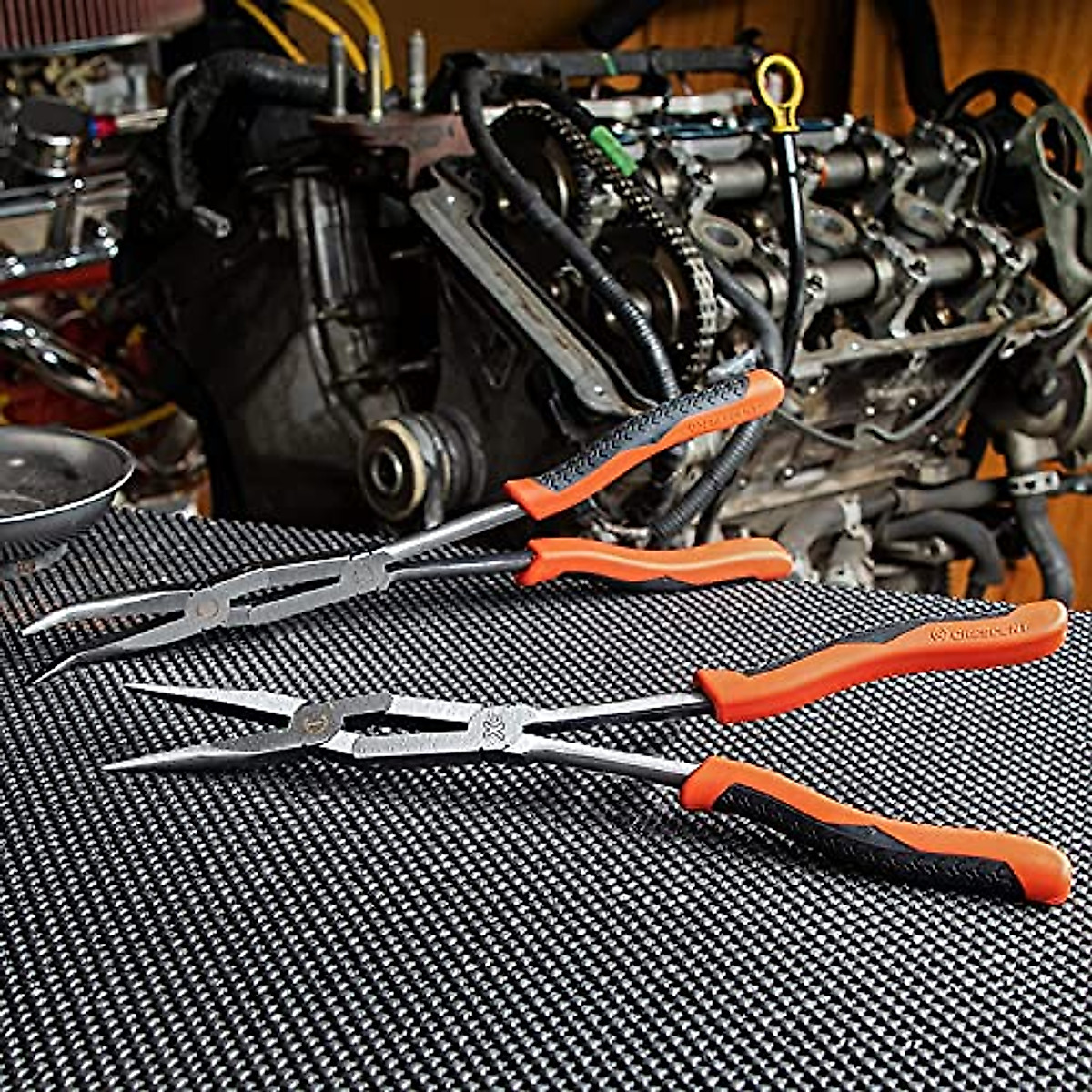 Crescent 2 Piece X2 Straight and Bent Long Nose Dual Material Plier Set - PSX204C , Red