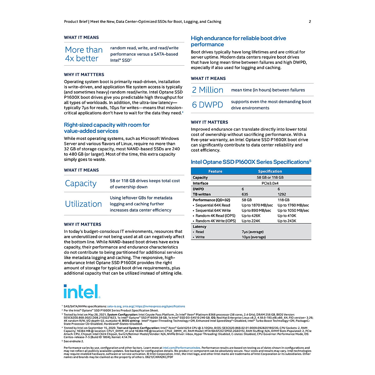 Intel OPTANE SSD P1600X Series 118GB M.2 PCIE 80MM 3.0 3DX SINGLEPACK