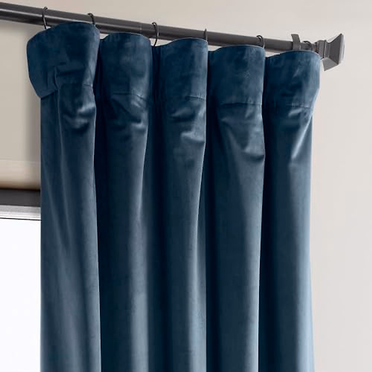 HPD Half Price Drapes Heritage Plush Velvet Curtains 96 Inches Long Room Darkening Curtains for Bedroom & Living Room 50W x 96L, (1 Panel), Avalon Blue