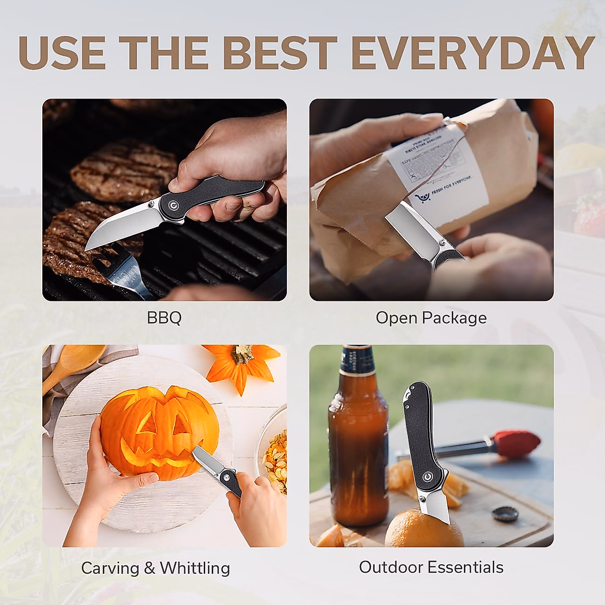 CIVIVI Pocket Knife - Elementum Folding Knife with 2.97'' Nitro-V Wharncliffe Blade G10 Handle, Ideal for Outdoor EDC Gift C18062AF-1