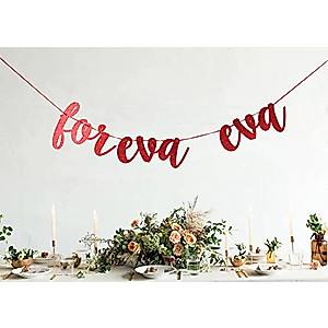 Foreva Eva Red Glitter Paper Banner, Wedding/Engagement/Valentine's Day Party Decor, Forever and Ever Banner
