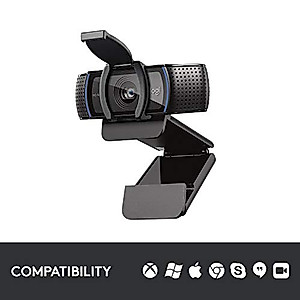 Logitech C920S HD Pro Webcam, Full HD 1080p/30fps Video Calling, Clear Stereo Audio, Light Correction, Privacy Shutter, Works with Skype, Zoom, FaceTime, Hangouts, PC/Mac/Laptop/Tablet/XBox - Black