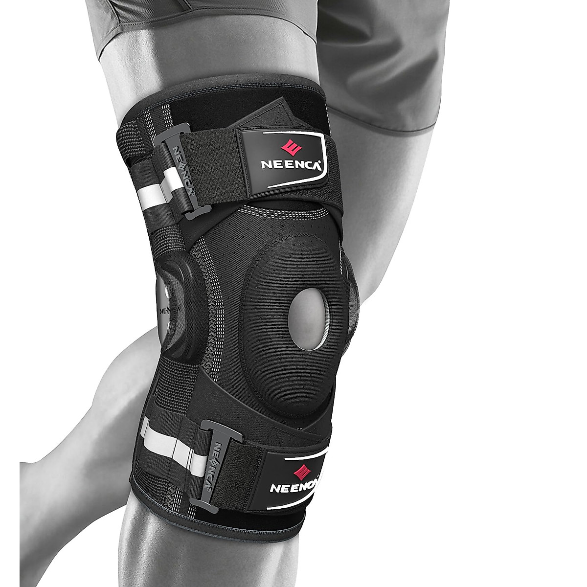NEENCA Professional Knee Brace for Knee Pain, Hinged Knee Support with Patented X-Strap Fixing System, Strong Stability for Pain Relief, Arthritis, Meniscus Tear, ACL, PCL, MCL, Runner, Sport, Workout