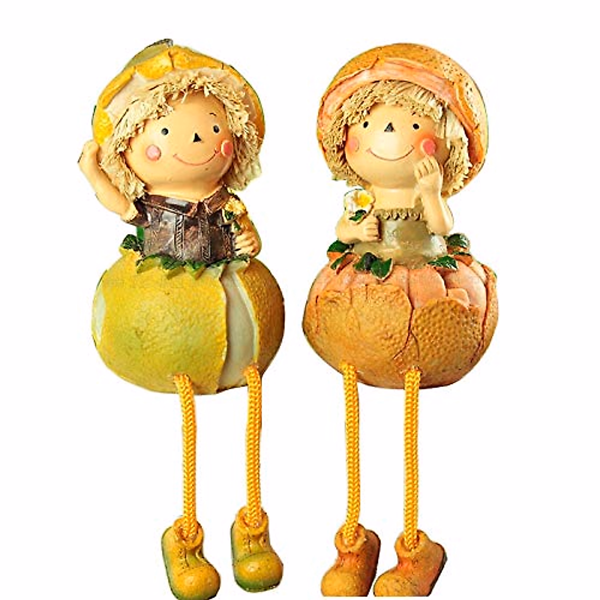 Home Kitchen Decorative Fruits & Vegetables Sitters with Dangling Legs Shelf Sitter Figurine Statue for Shelf, Countertop, Windowsill(Orange)