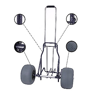 Large Heavy Duty Beach Cart with Big Balloon Wheels for Sand - All Terrains - Steel Easy Roll Buggy Beach Cart Trolley