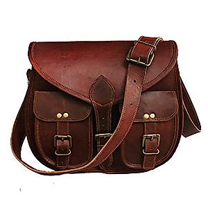 cuero 14 Inch Leather Crossbody Satchel Ladies Purse Women, Brown, Size Medium