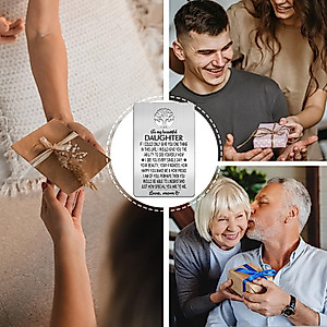 Mhfpl To My Daughter Wallet Card, Engraved Metal Wallet Insert Card Love Note from Mom, Inspirational Quote Card for Daughter, Encouragement Birthday Gifts Graduation Wedding Christmas Gifts