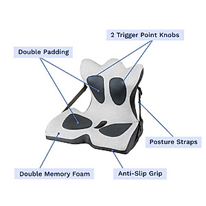 Lifted Lumbar: Doctor-Developed Adjustable Back Seat Cushion for Chairs, Couch, Driving - Lumbar Support Pillow for Office, Recliner - Ergonomic Pressure Relief and Enhanced Blood Flow