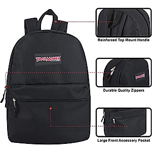 Trail maker Pre-Filled 17" Backpack & School Supply Kit - 20 Piece Back to School Supplies with Backpack (Black Pack)