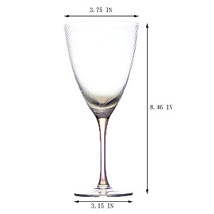 Red Wine Glasses Set of 4-Hand Blown Burgundy Glasses-15 OZ Ribbed Design Iridescent Drinkware for Valentine's Day, Anniversary, Birthday or Daily Use