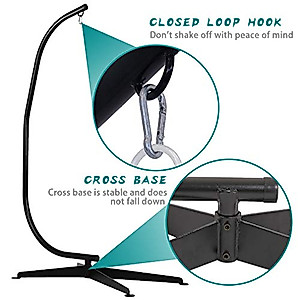 Her Majesty C Stand Hanging Outdoor Indoor Solid Steel Heavy Duty Construction for Hammock Air Porch Swing Chair, Black