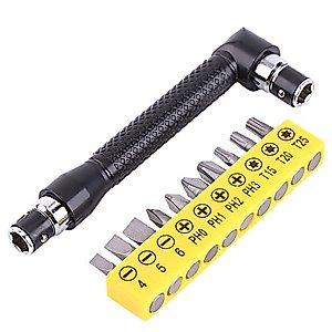 Walfront 10pcs Screwdriver L-Shaped Extension Handle Double Head Hex Socket Screwdriver Flat Torx Screwdriver Kit Hand Tool