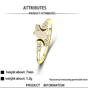 YAZILIND Statement Wedding Ring Gold Plated Half Moon Cubic Zirconia Engagement Jewelry Gift Size 9