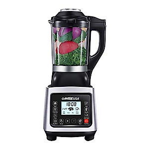 GoWISE USA GW22501 Premier High Performance Heating Blender with 6 Blending Presets and Recipe Book, Black