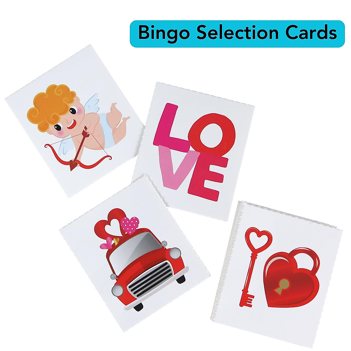 Iconikal Valentine's Day 32 Player Bingo Game Set Classroom Group Activity Fun Interactive Learning School Plus Bonus Game