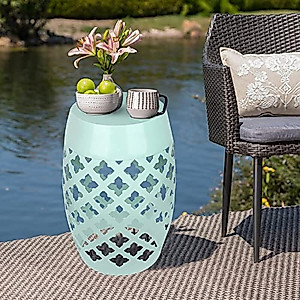 Vipush Outdoor Lace Cut Iron Side Table,Patio Garden Stool Coffee End Table Nightstand for Small Spaces,Living Room,Front Porch,Poolside,Green
