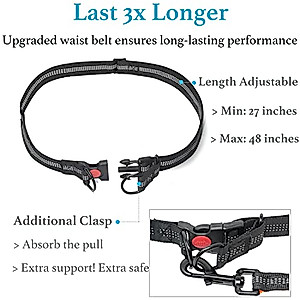 iYoShop Retractable Hands Free Dog Leash – Dual Handle Bungee Waist Leash for Small Medium and Large Large Dogs (25-150 lbs)