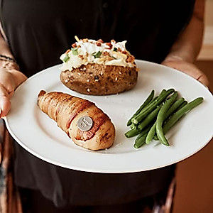 GRILL PINZ- Stainless Steel Reusable Food & Steak Markers- Attach & Combine Food While Grilling (Better Than Grill Skewers or Steak Picks) Made in USA - Pack of 8 Pinz with Hardwood Storage Block