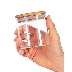 JUVITUS 8 oz Clear Glass Borosilicate Jar with Bamboo Silicone Sealed Lid (6 Pack)