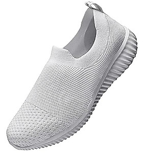 LANCROP Women's Walking Nurse Shoes - Mesh Slip on Comfortable Sneakers 8 US, Label 39 All White