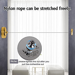 Retractable Clothesline, 304 Stainless Steel Heavy Duty Shower Clothesline Clothes Line Wall Mounted Retractable Laundry Line Laundry Accessories(Gold)