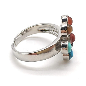 Healing Natural Stones Adjustable 7 Chakra Ring Reiki Gem Jewelry Gift Anniversary Unisex