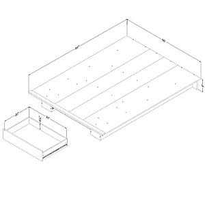 South Shore Primo Full/Queen Platform Bed (54/60'') with drawer, Rustic Oak