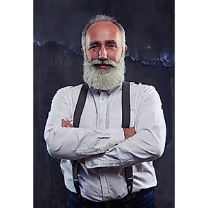 Moulen Men's Y-Back 1.4 Inches Wide Button End Elastic Adjustable Suspenders, Black