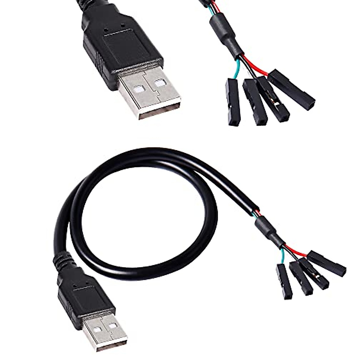 MEIRIYFA USB 2.0 A to USB 4 Pin Dupont Motherboard Header Adapter, USB Male to 4Pin Female 28AWG Extender Cable -30CM (2Pack)