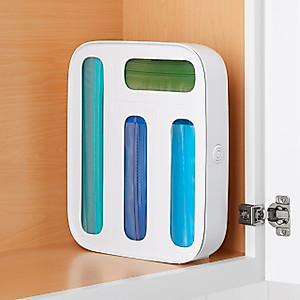 YouCopia StoraBag Plastic Sandwich Bag Organizer for Kitchen Storage, 4-Slot, White