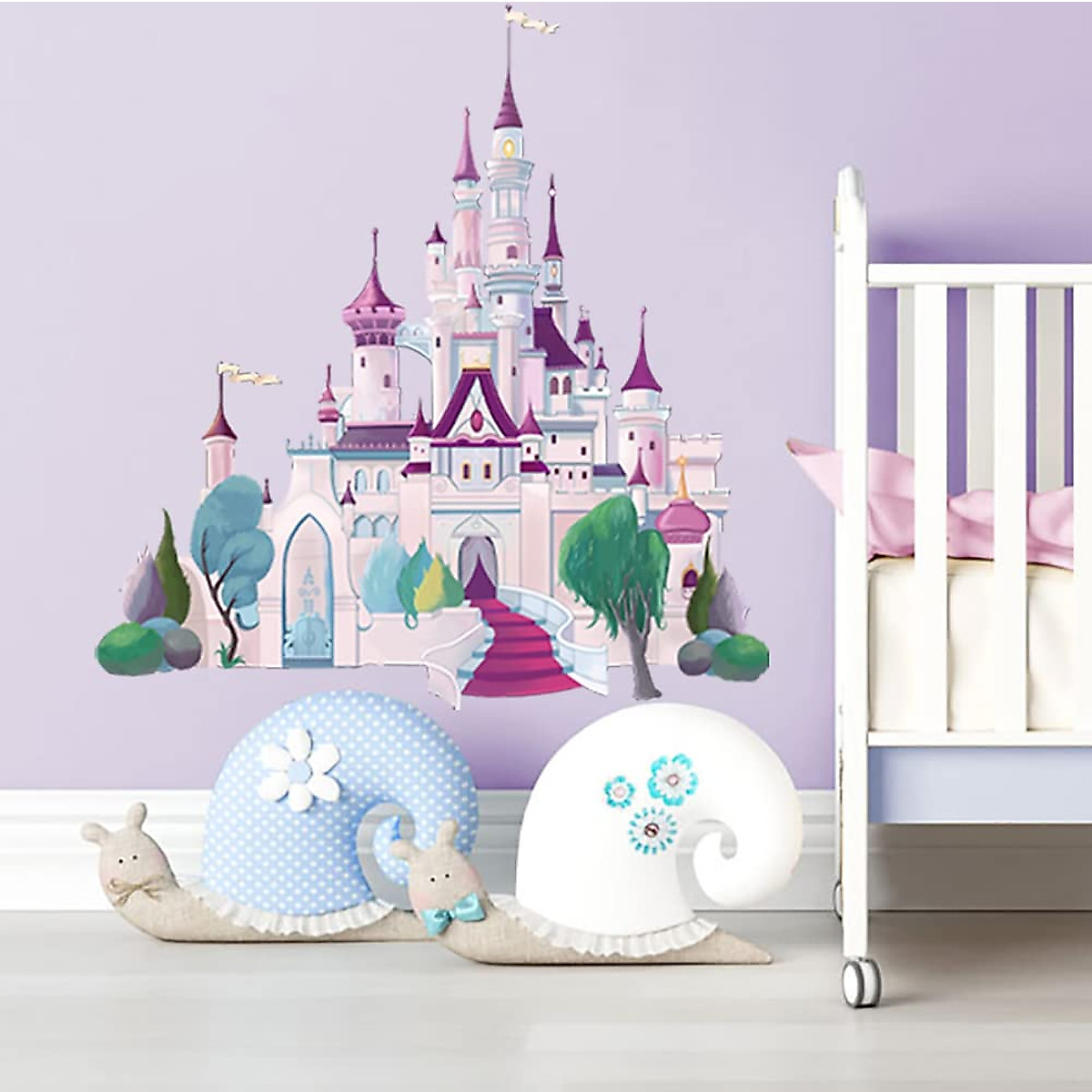 Runtoo Large Castle Wall Art Decals for Girls Bedroom Princess Wall Stickers Nursery Kids Home Decor