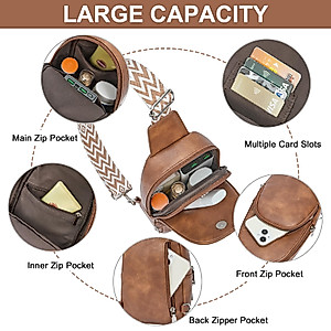 CLUCI Crossbody Bags for Women - Small Sling Bags, Leather Backpack for Travel, Cycling - Brown