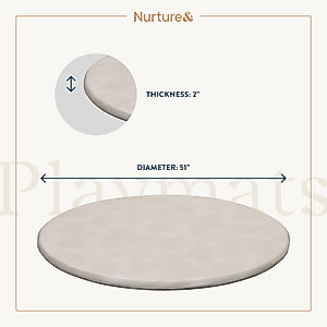 Nurture& Baby Padded Play Mat | Non-Toxic Foam Floor Activity Pad for Babies, Toddlers, Infants | Activity, Tummy Time, Crawling (Circle 51", Ivory)